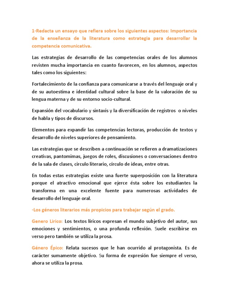 Importancia de La Ensenanza de La Literatura Como Estrategia | PDF ...