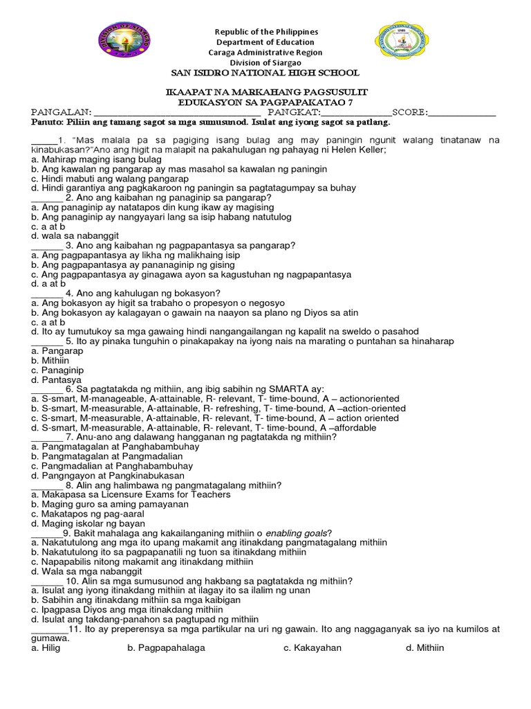 Esp 7 4RT Questionnaire | PDF