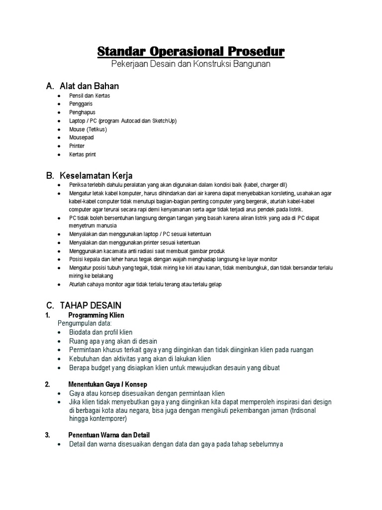 SOP Desain dan Konstruksi Bangunan | PDF