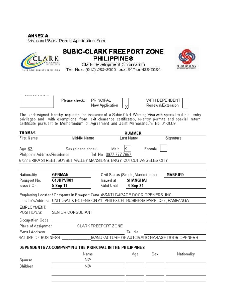 SCWV Form | PDF | Travel Visa | Document