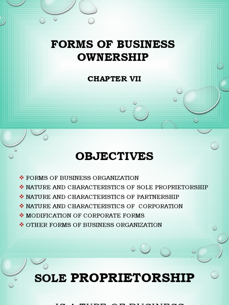 Forms of Business Ownership | PDF | Sole Proprietorship | Corporations