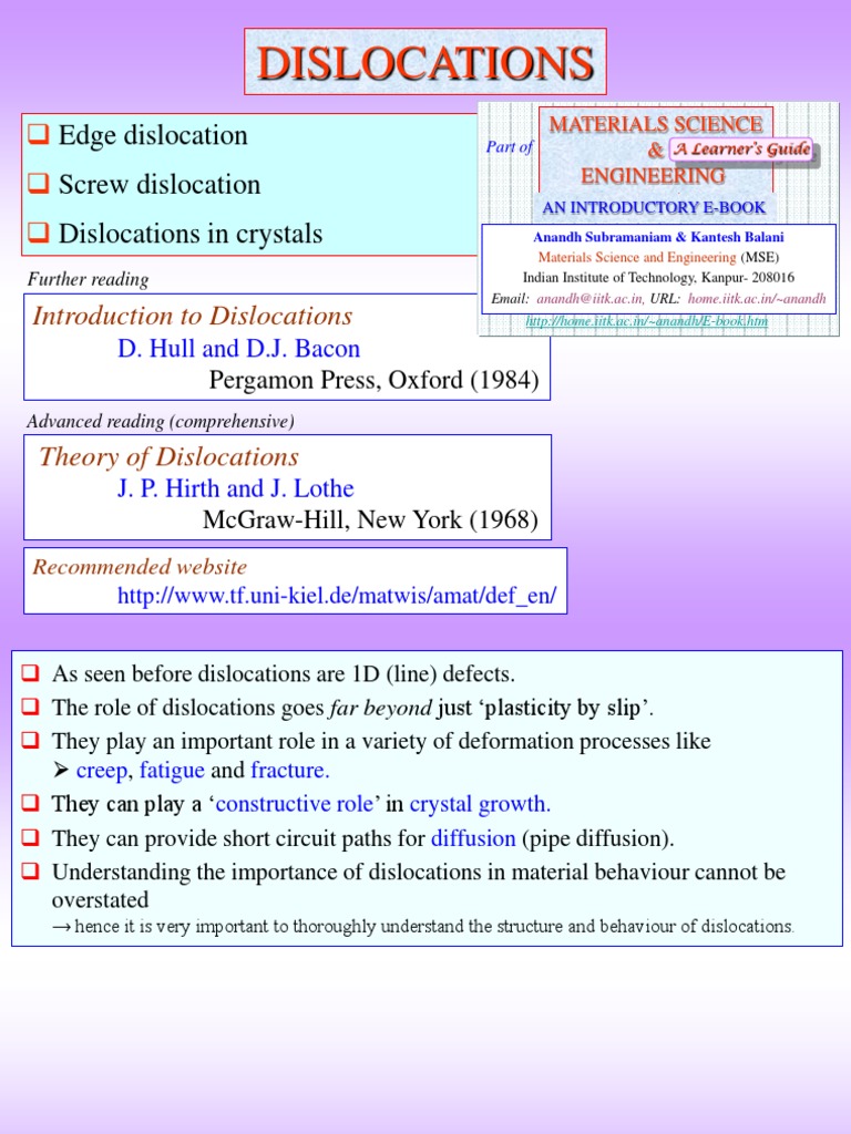 Chapter 5b Crystal Imperfections Dislocations | PDF | Dislocation | Plasticity (Physics)