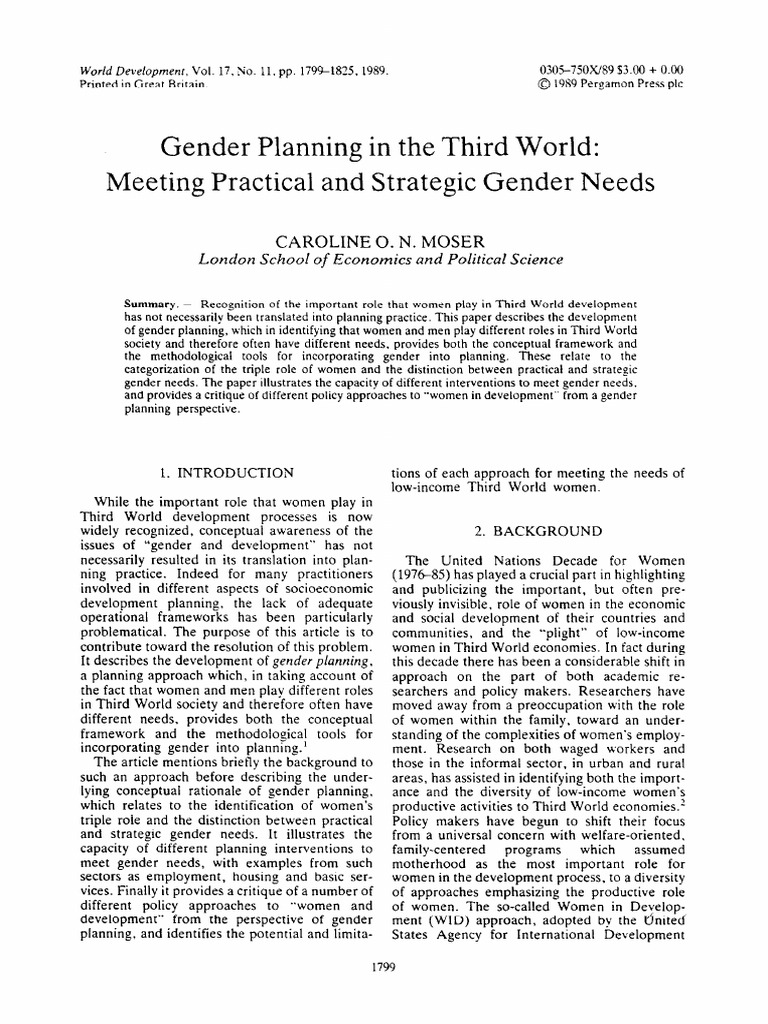 Caroline Moser1989 - Gender Planning PDF | PDF | Gender | Gender Studies