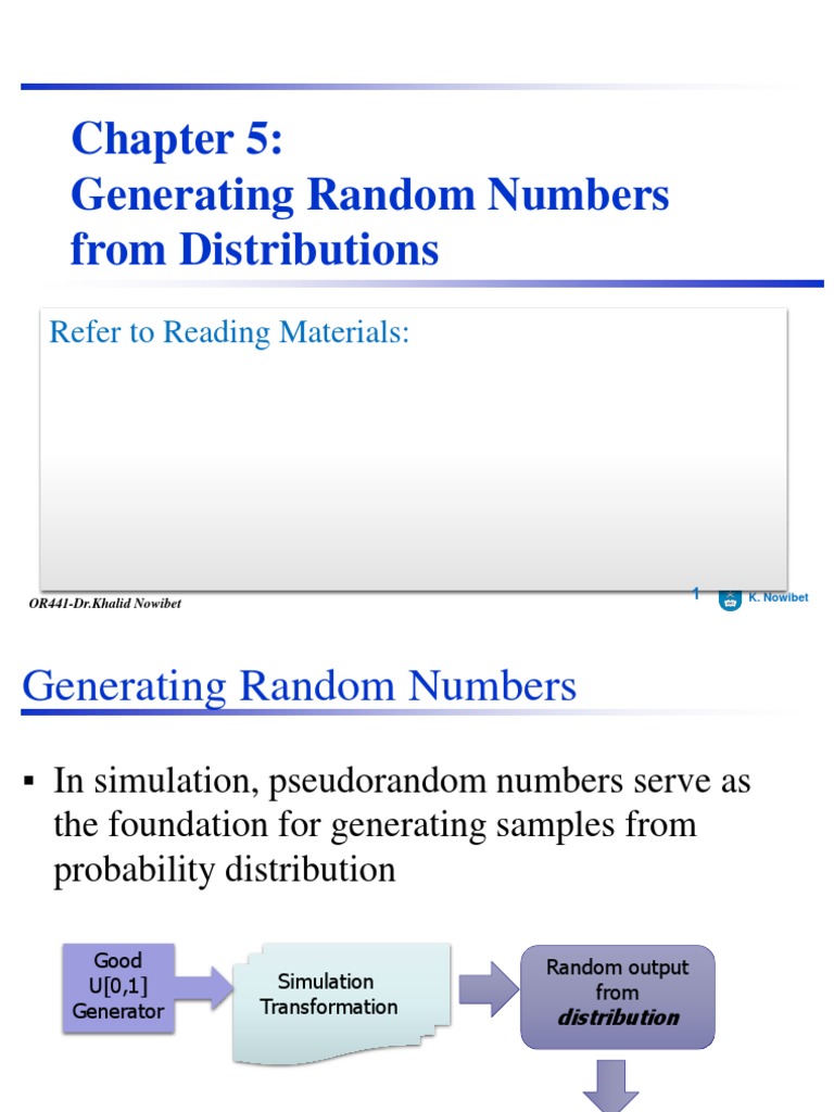 Generating Random Numbers | PDF | Probability Distribution ...