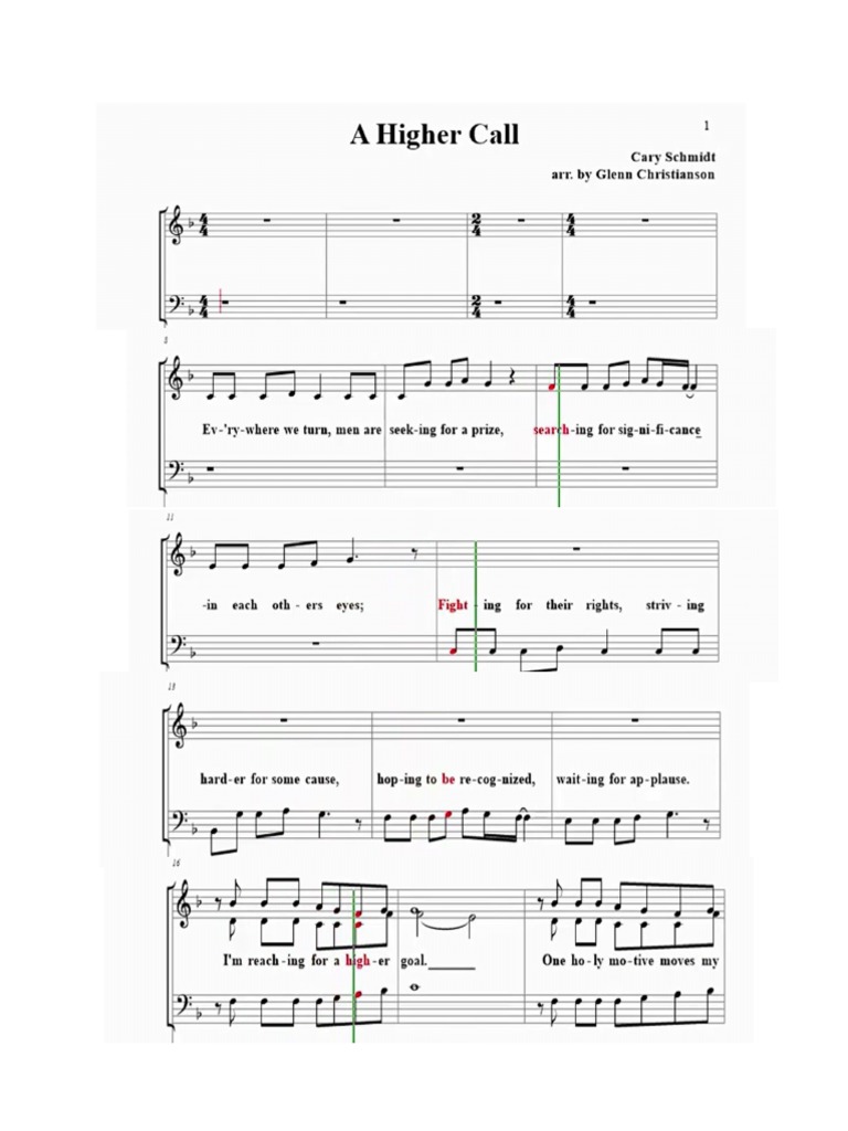 A Higher Call Sheetpdf PDF | PDF
