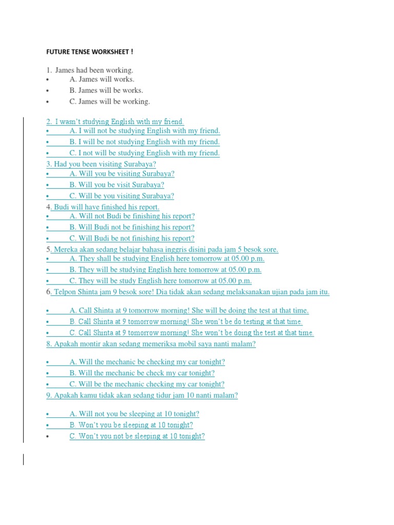 Soal Future Tense | PDF | Linguistics