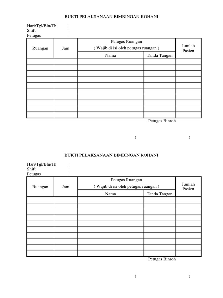 Bukti Pelaksanaan Bimbingan Rohani | PDF