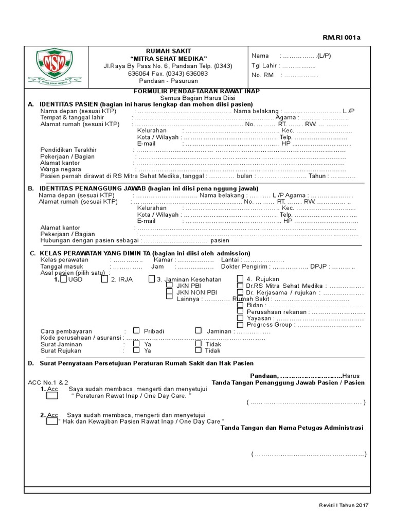 Mitra Sehat Medika 2017 Rawat Inap | PDF