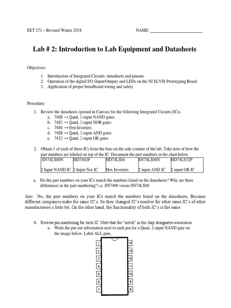 Lab2 EquipmentIntro | PDF | Integrated Circuit | Logic Gate