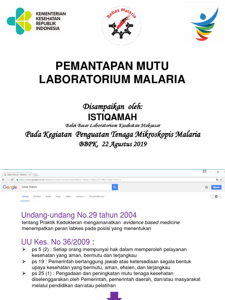 Pemantapan Mutu Lab Malaria Isti | PDF | Kesehatan Holistik | Sains & Matematika