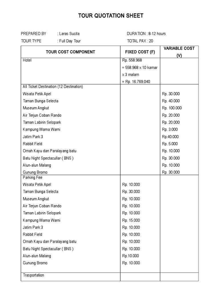 Tour Quotation | PDF | Business