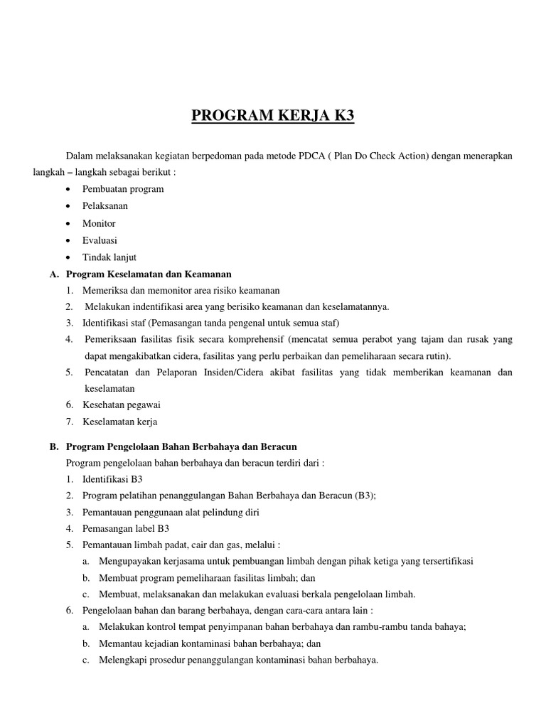 Program Kerja K3 | PDF