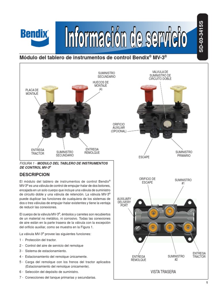 Módulo Del Tablero de Instrumentos de Control Bendix MV-3 | PDF ...