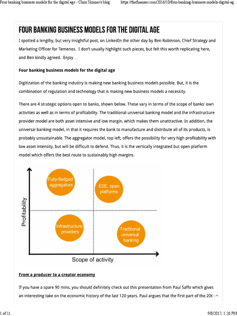 4 Banking Business Models in Digital Age | Download Free PDF | Business ...