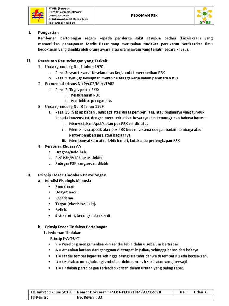Pedoman P3K untuk Pekerja PLN | PDF
