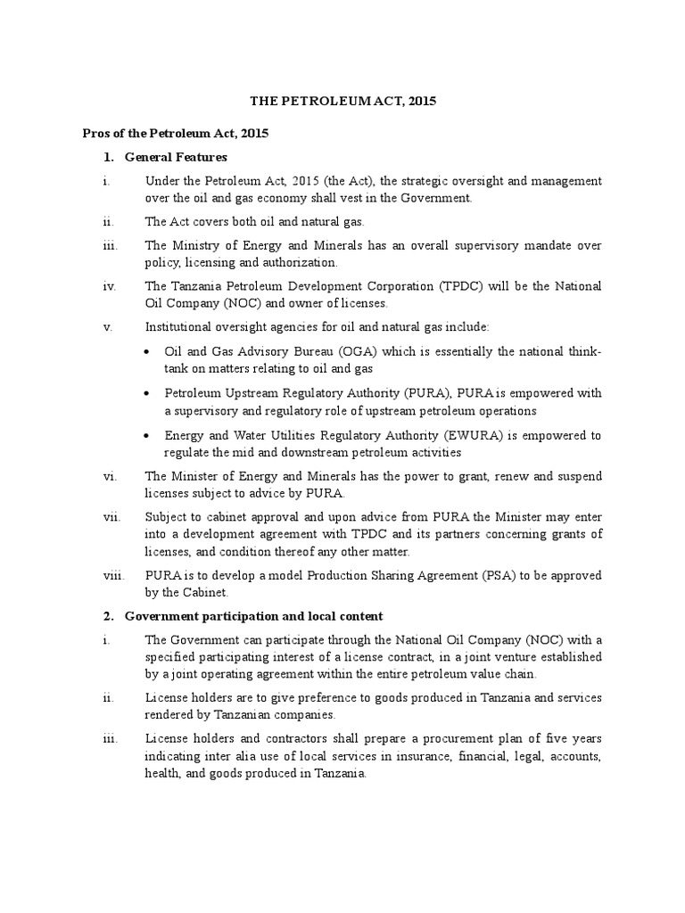THE PETROLEUM ACT Review | PDF | Corporate Social Responsibility | Tanzania