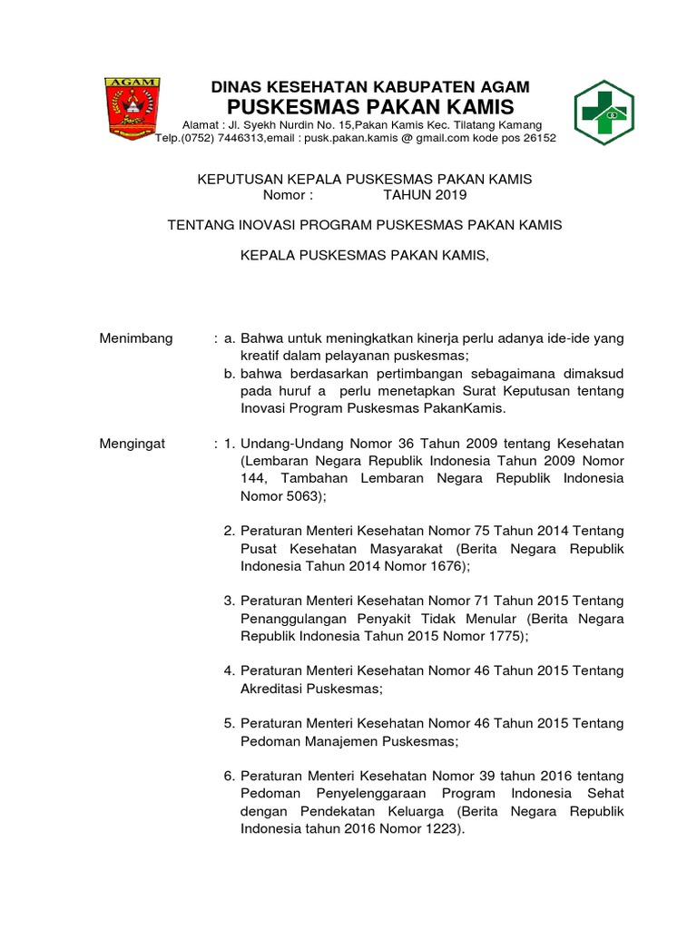 SK Tim KS Pusk PKN Kamis 2019 INOVASI | PDF