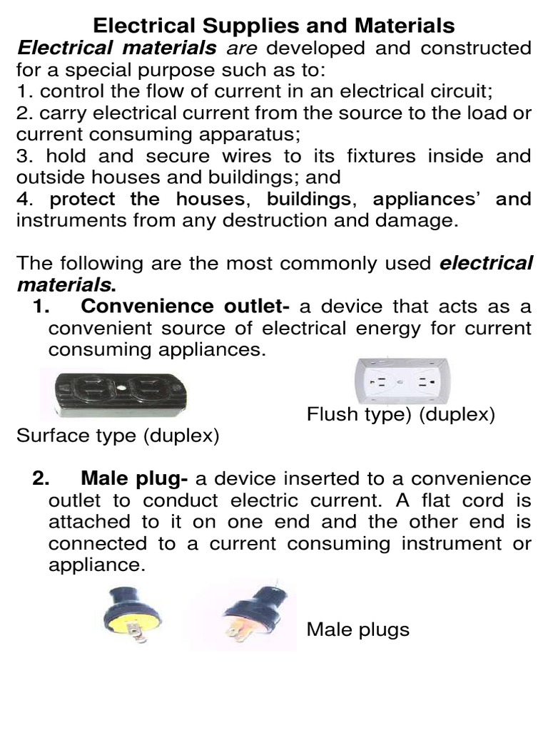 Electrical Supplies and Materials | PDF | Electrical Wiring ...