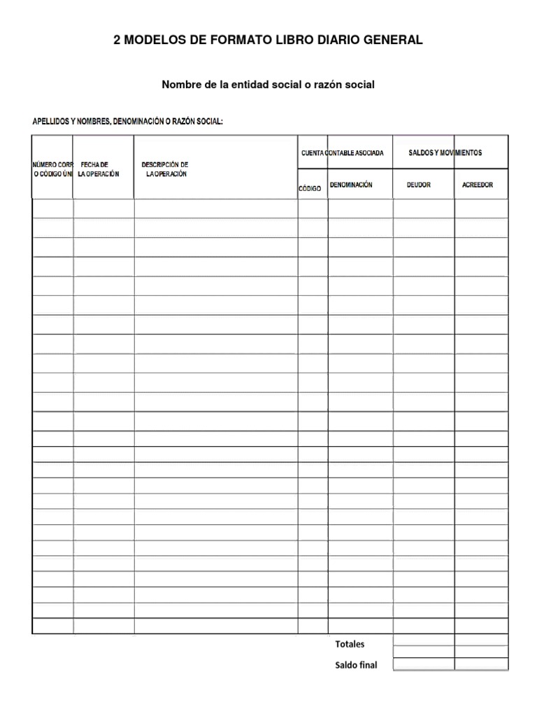 2 Modelos de Formato Libro Diario General | PDF