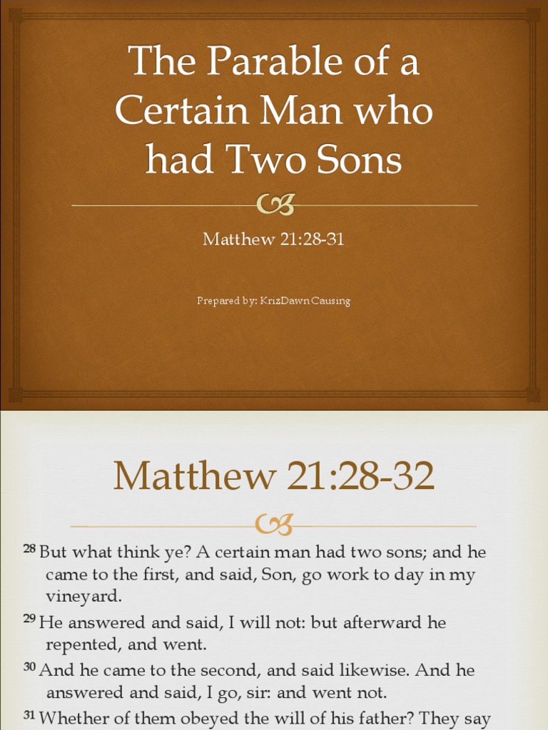 The Parable of A Certain Man Who Had Two Sons | PDF | Gospel Of Matthew ...