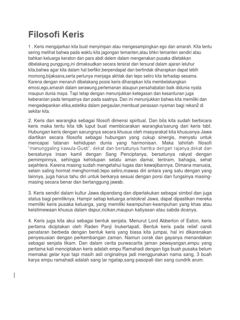 Filosofi Keris | PDF | Filsafat | Kajian Bahasa Asing
