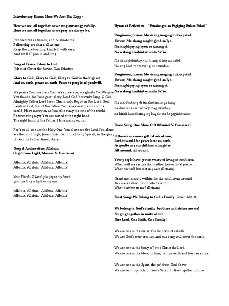 Hymns Celebrating Christian Unity | PDF | God The Father | Glory (Religion)