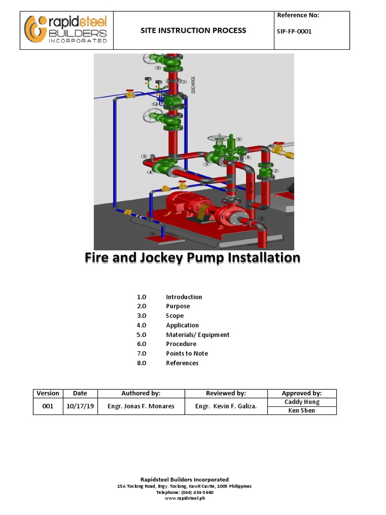 SIP-Fire Pump Installation Rev.1.1 | PDF | Fire Sprinkler System | Pump