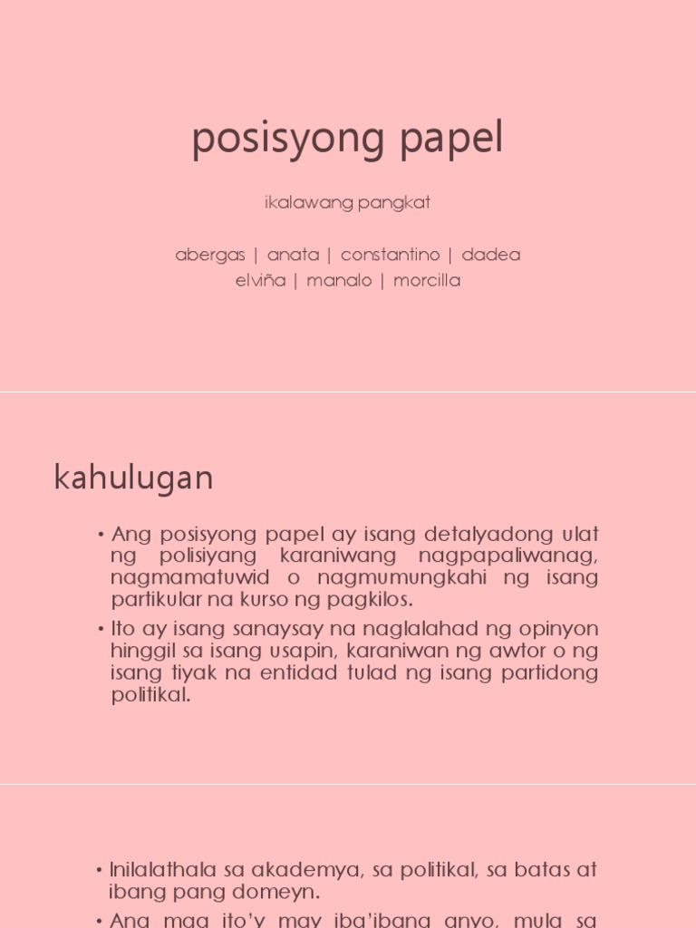 Posisyong Papel | PDF