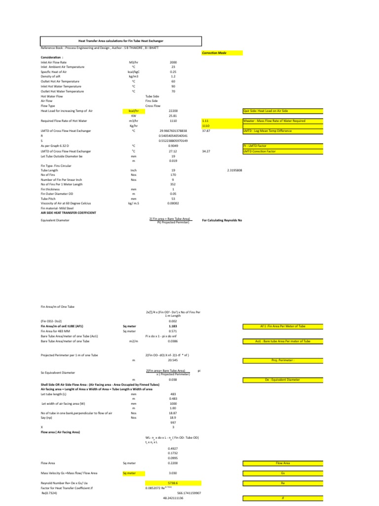 Finned Tube Heat Exchanger Calculations | PDF | Heat Exchanger | Heat ...