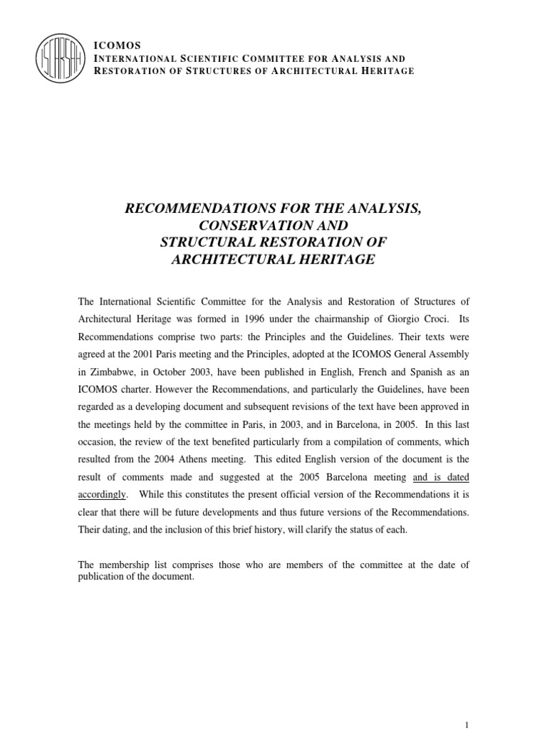 Icomos Iscarsah Recommendations | PDF | Deformation (Engineering) | Evaluation