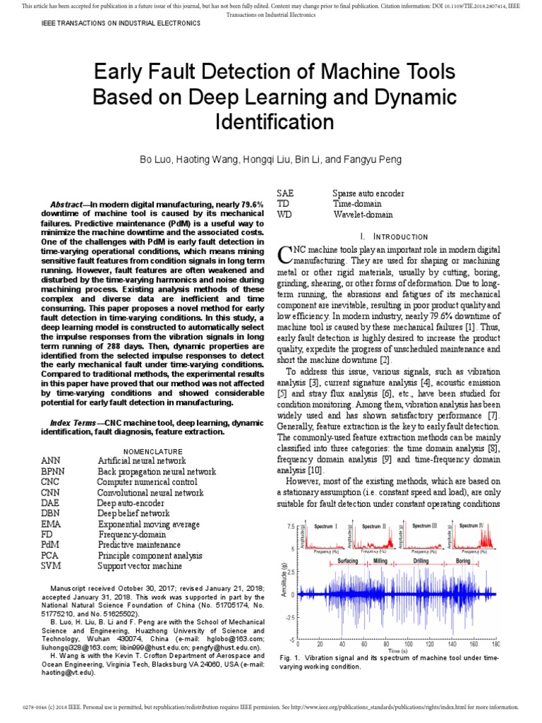 Early Fault Detection of Machine Tools Based On Deep Learning and Dynamic Identification | PDF ...