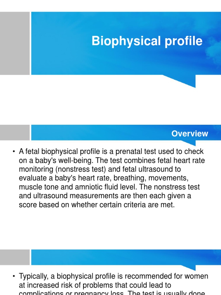 Biophysical Profile | PDF | Pregnancy | Miscarriage