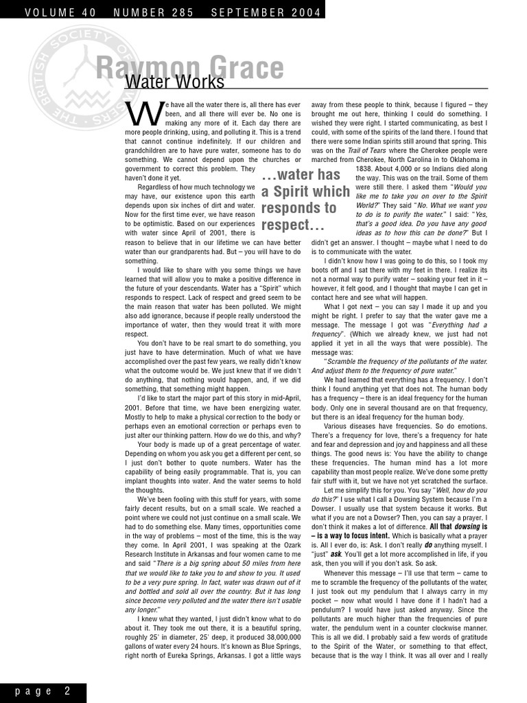 Raymon Grace - Water Works - BSD Journal Sept 04 | PDF | Dowsing | Water