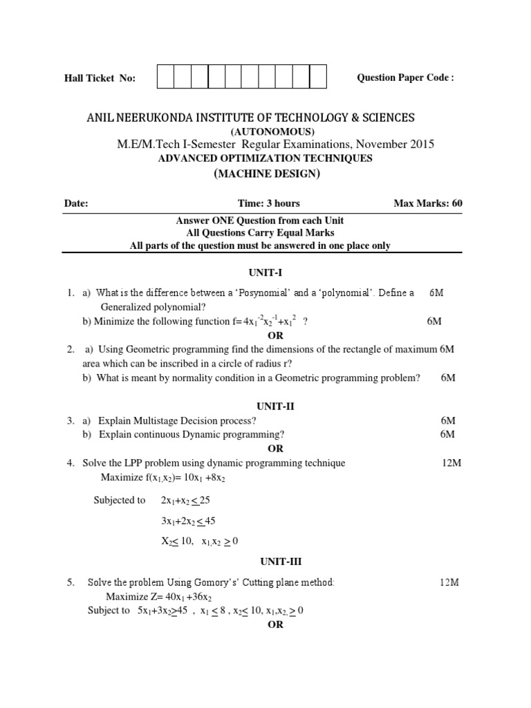 Advanced Optimization Techniques PDF | PDF | Dynamic Programming | Mathematical Optimization