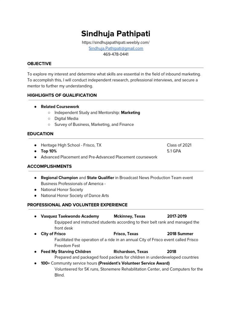 Resume - Sindhuja Pathipati 1 | PDF | Behavior Modification | Cognition