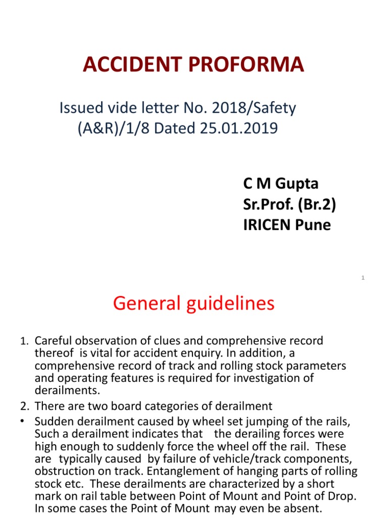 Accident Proforma 2019 | PDF | Track (Rail Transport) | Land Transport