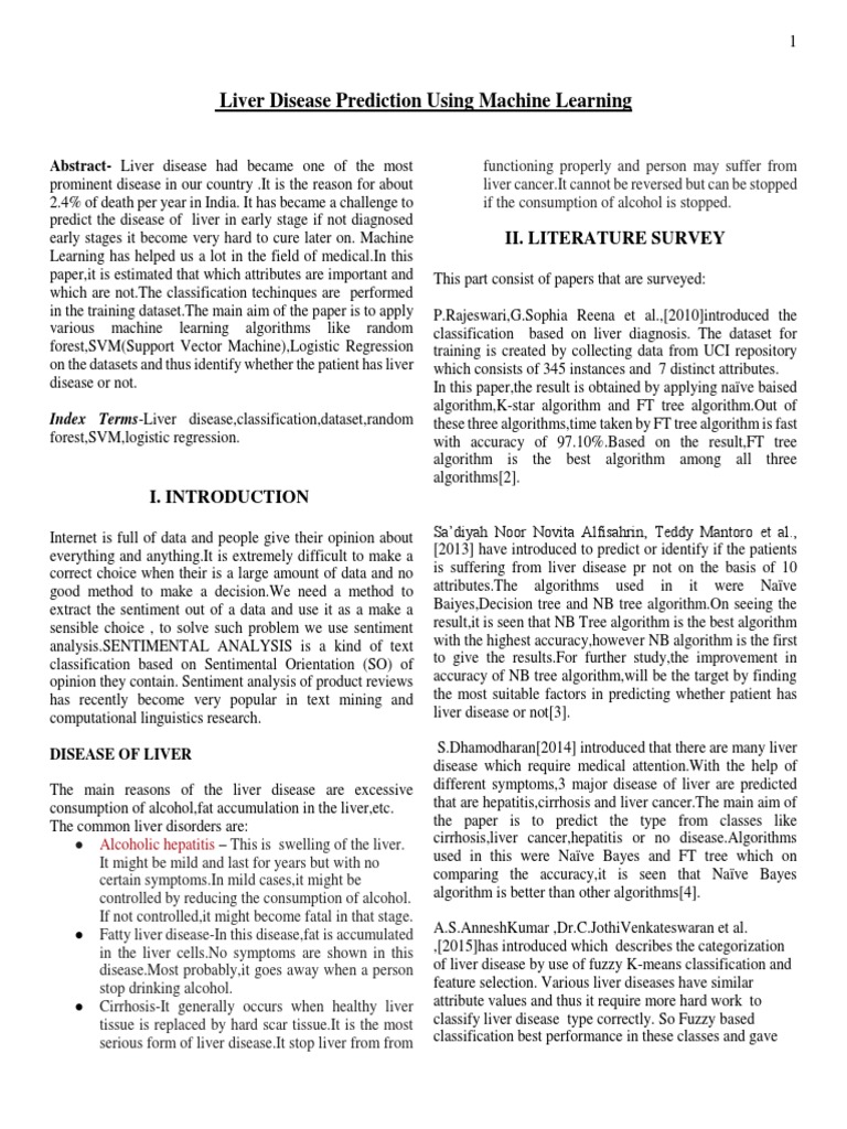 Liver Disease Prediction Using Machine Learning | PDF | Statistical ...