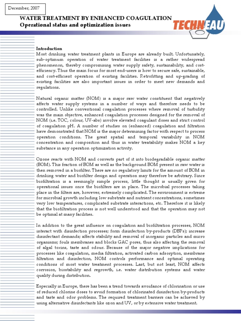 Water Treatment by Enhanced Coagulation | PDF | Water Purification ...