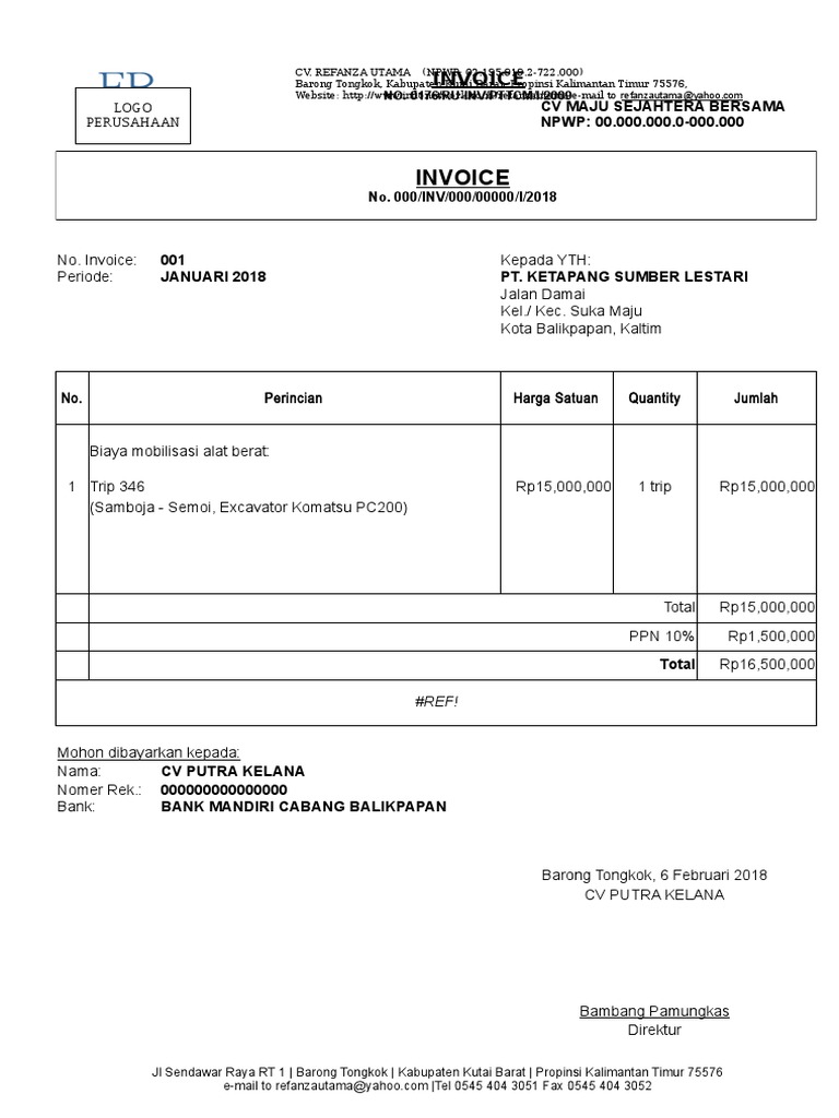 INVOICE-SEWA-ALAT-BERAT | PDF