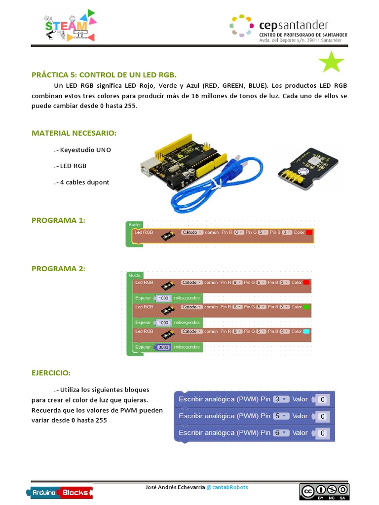 Práctica 5 Control de Un Led RGB | PDF