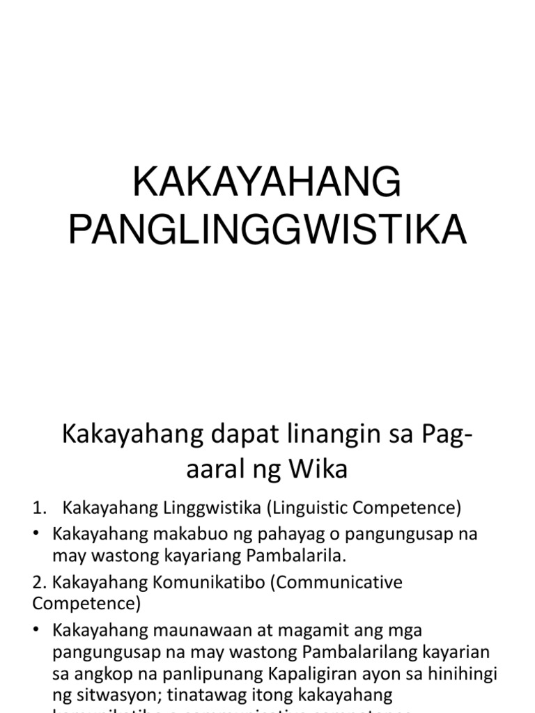 Kakayahang Panglinggwistika | PDF