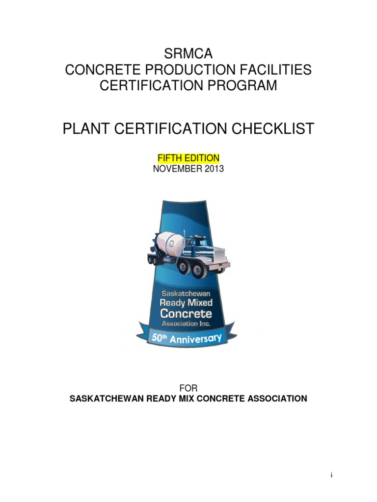 SRMCA Concrete Production Facilities Certification Program Checklist ...
