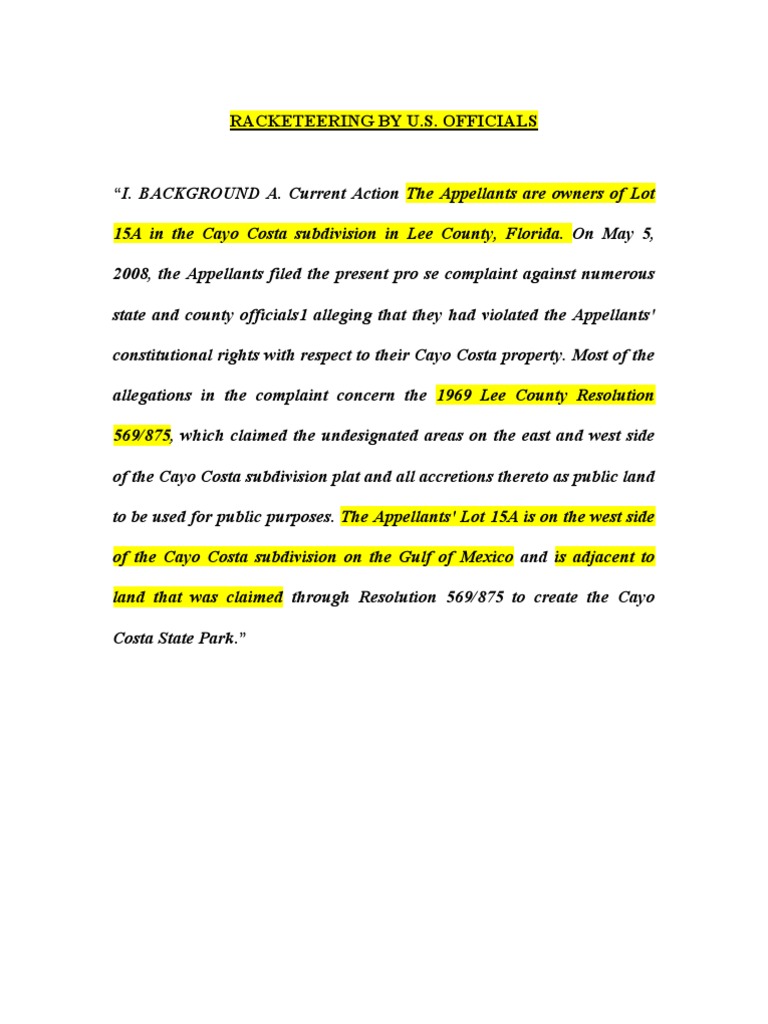 Racketeering by U.S. Officials On The Record | PDF | Fourteenth ...