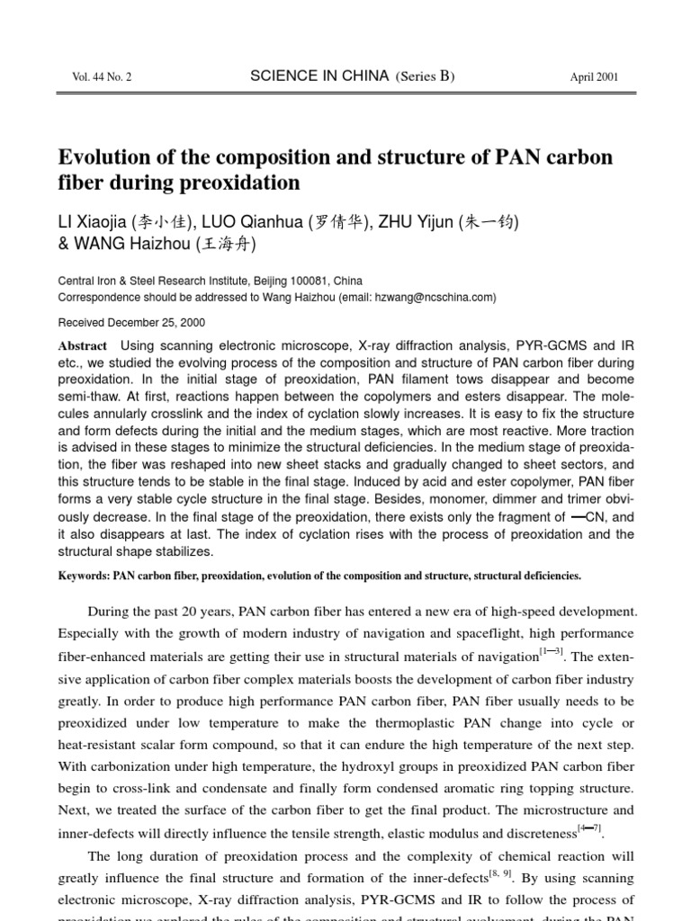 Evolution of The Composition and Structure of PAN Carbon Fiber During ...
