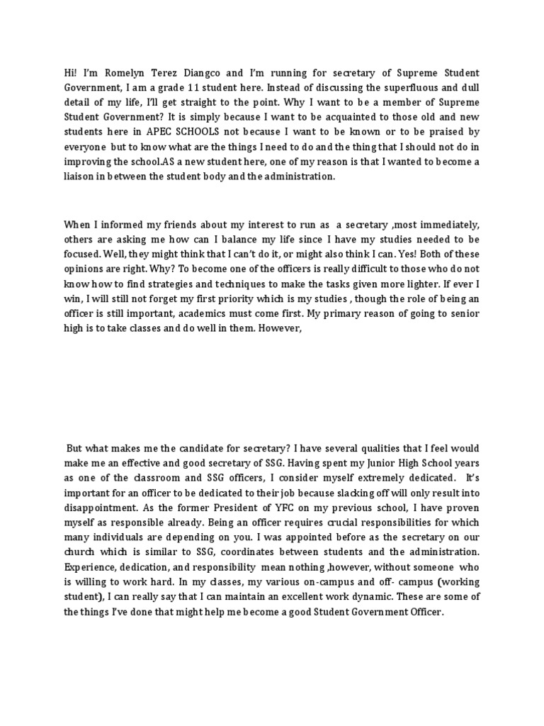 SSG Secretary Essay | PDF | Psychological Concepts | Behavior Modification