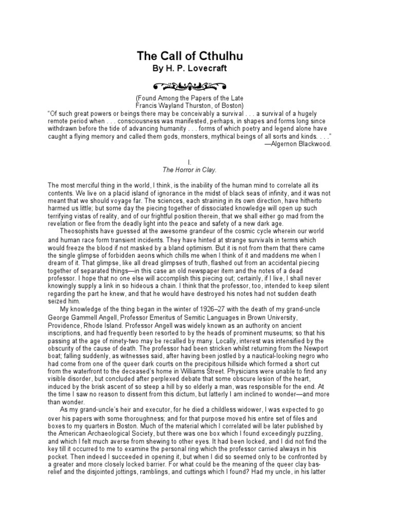 The Call of Cthulhu | PDF | Cthulhu