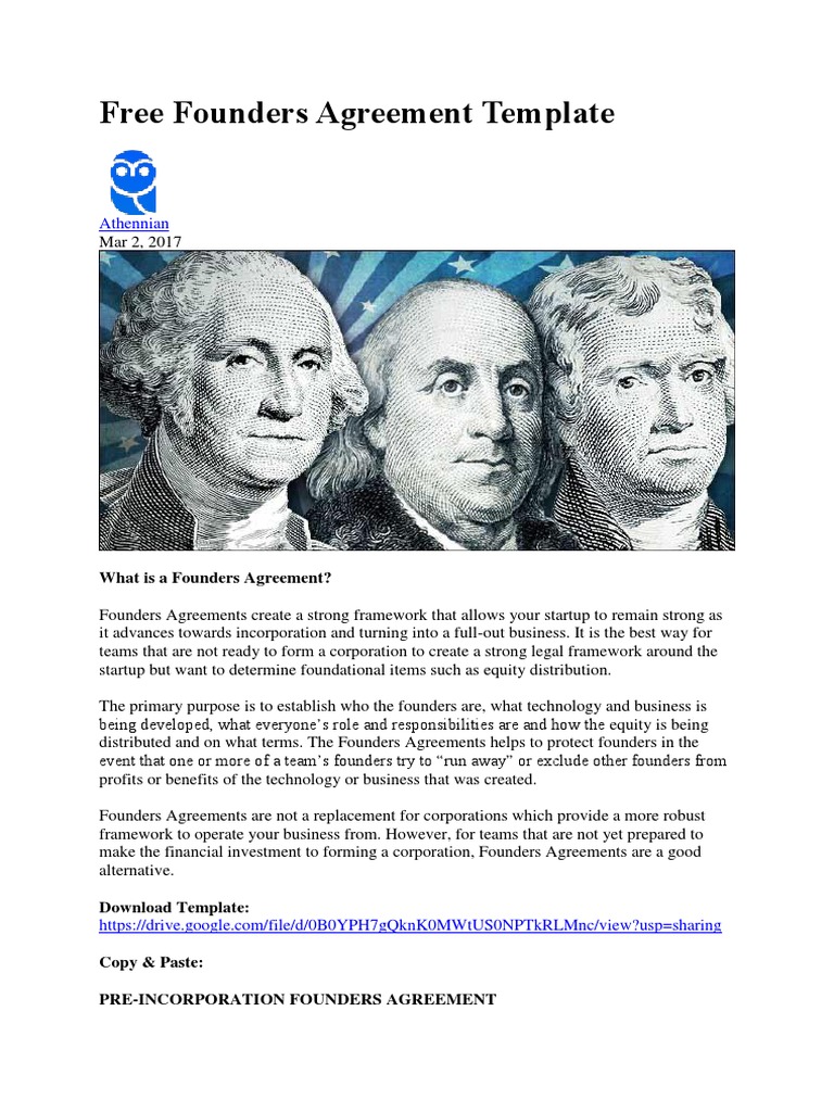 Founders Agreement Template | PDF | Stocks | Corporations