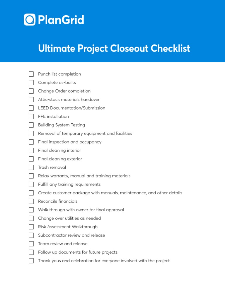 Closeout Checklist PDF | PDF
