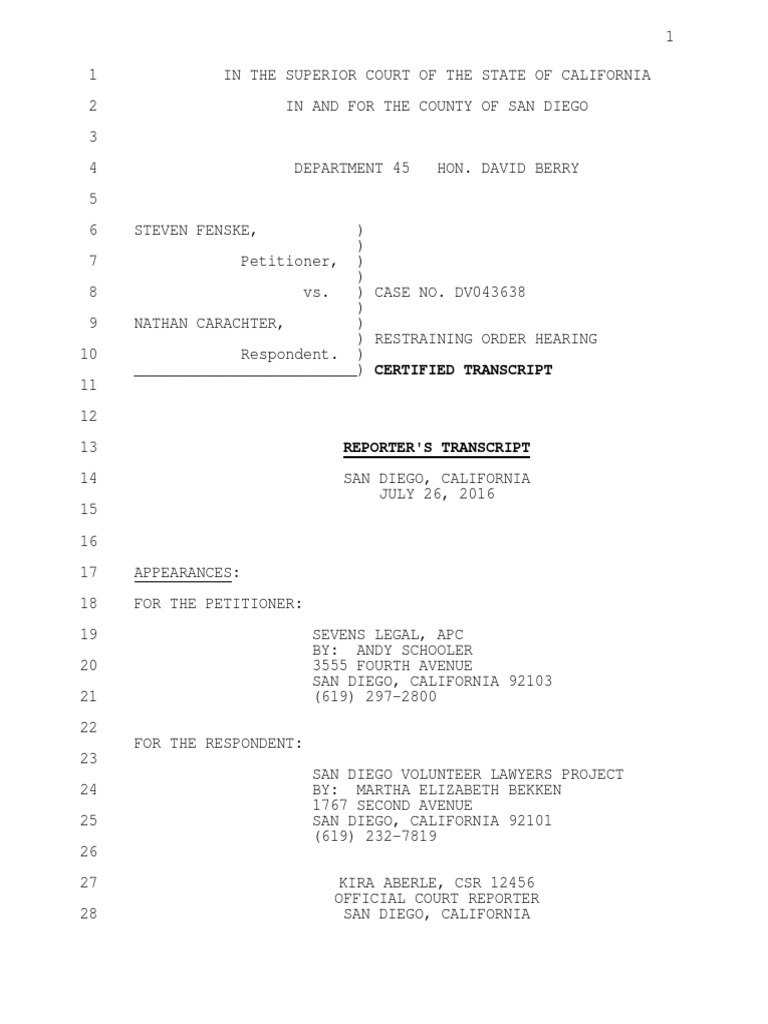 Dvro Transcript | PDF | Restraining Order | Ex Parte
