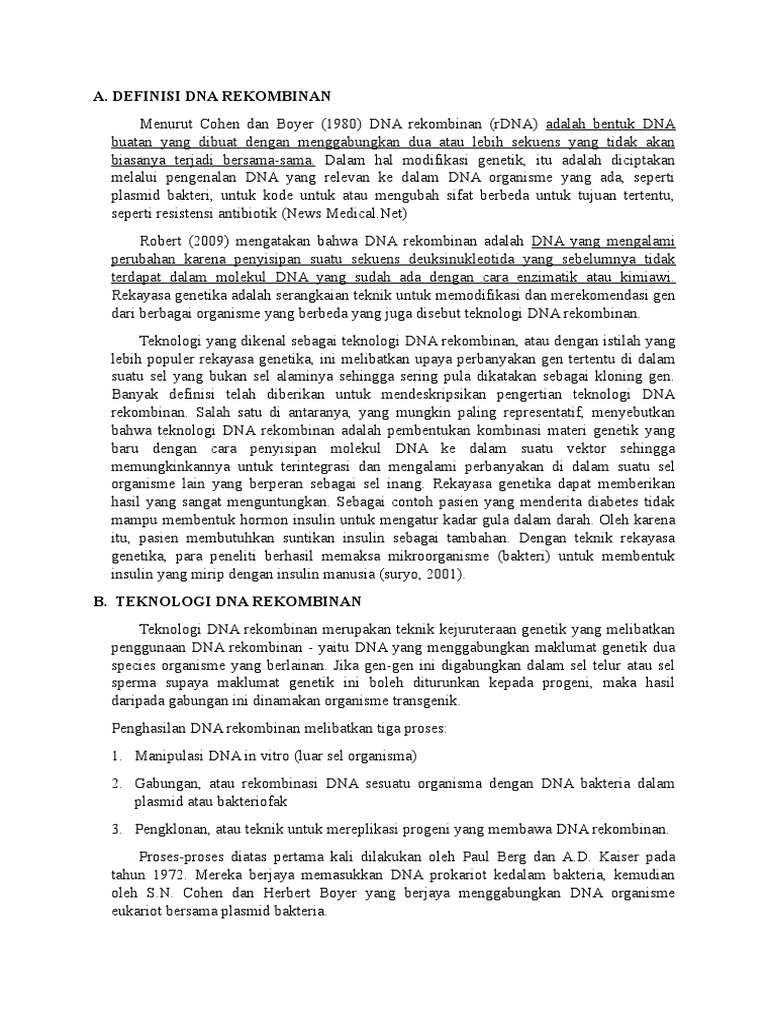DNA Rekombinan Mekanisme | PDF